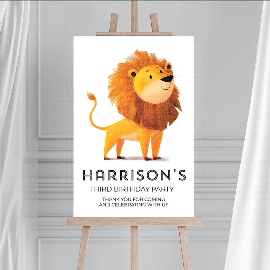 Lion Birthday Party Welcome Sign, Safari Theme (digital Download) - Etsy