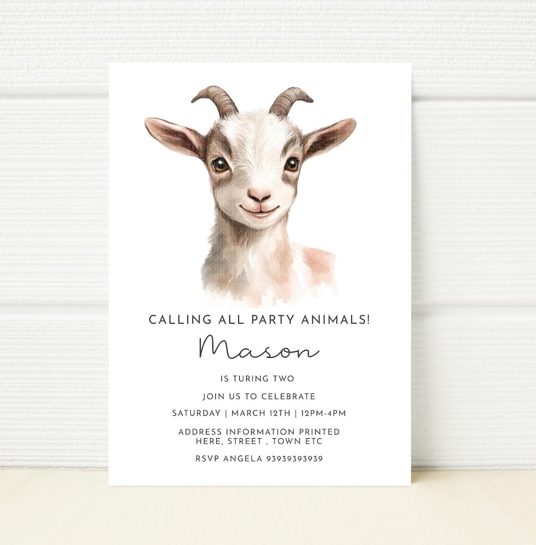Goat Birthday Party Invitation, Farm Animal Picnic (digital Invite) - Etsy