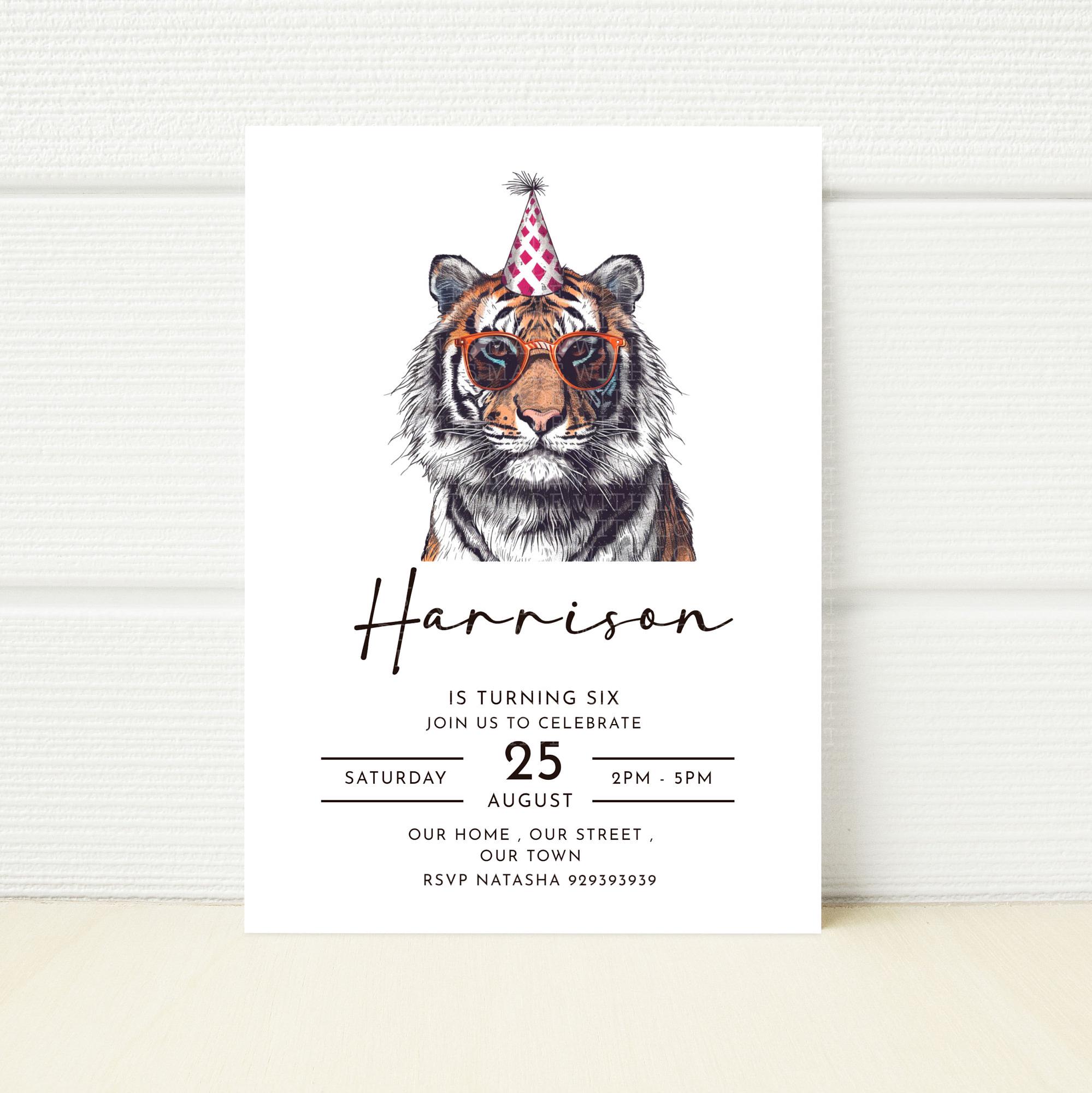 Tiger Birthday Invitation Template, Jungle Safari Party (digital) - Etsy