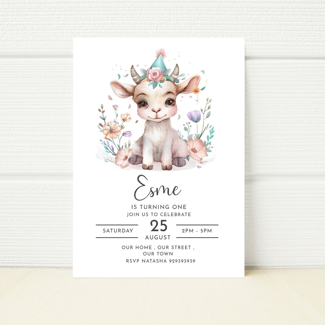 Editable Goat on the Farm Birthday Party Invitation Party Down on the ...