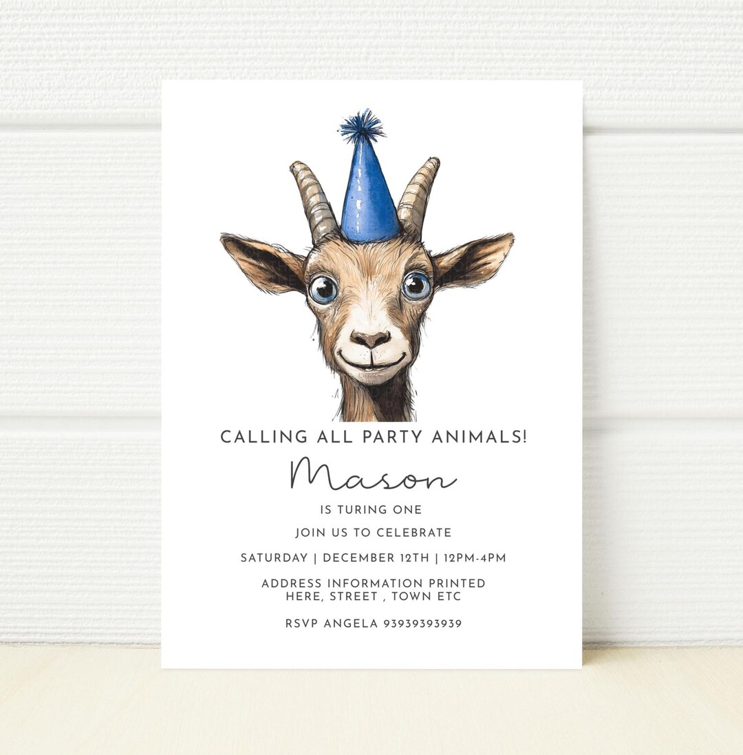 Goat Birthday Party Invitation, Farm Picnic Template (digital Download ...