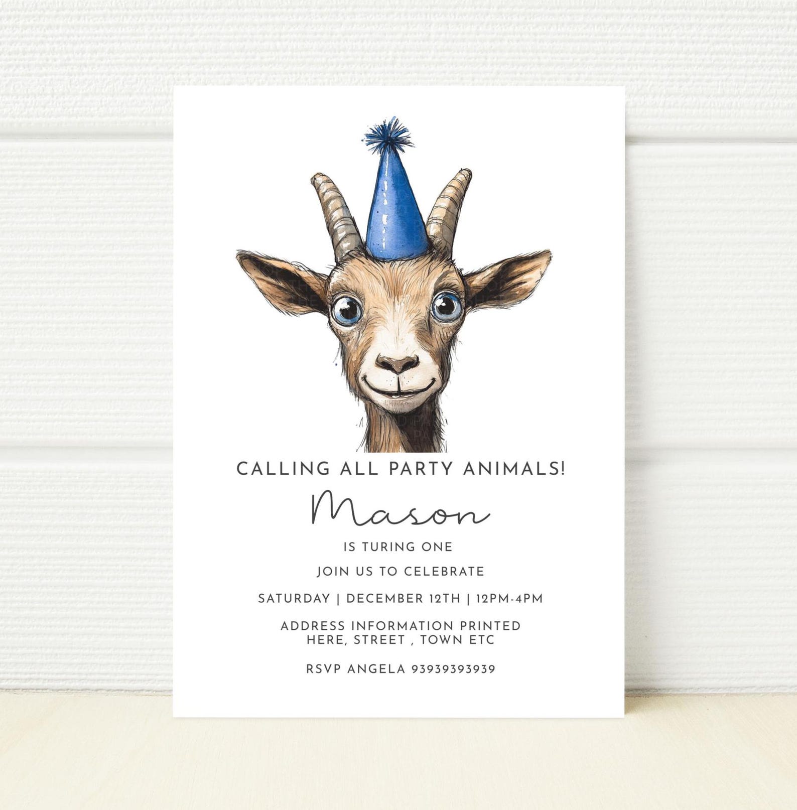 Goat Birthday Party Invitation, Farm Picnic Template (digital Download ...