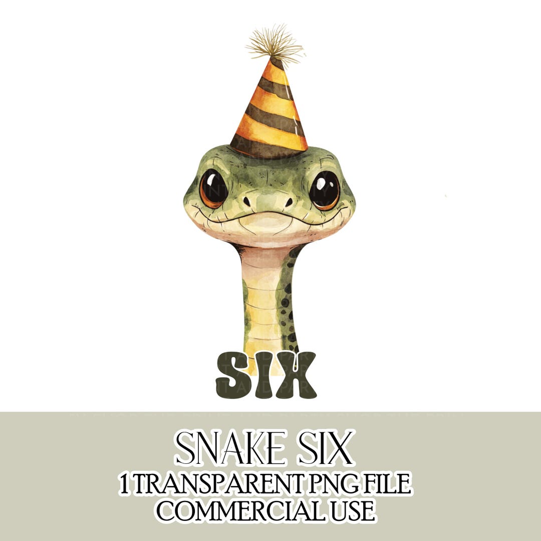 Birthday Snake Six Clipart PNG File Instant Download Happy 6th Birthday ...