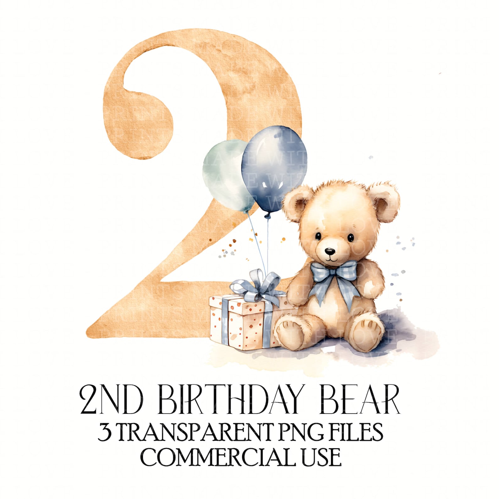 Birthday Teddy Bear Number 2 Birthday Balloons 2nd Birthday Second ...