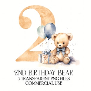 Birthday Teddy Bear Number 2 Birthday Balloons 2nd Birthday Second ...