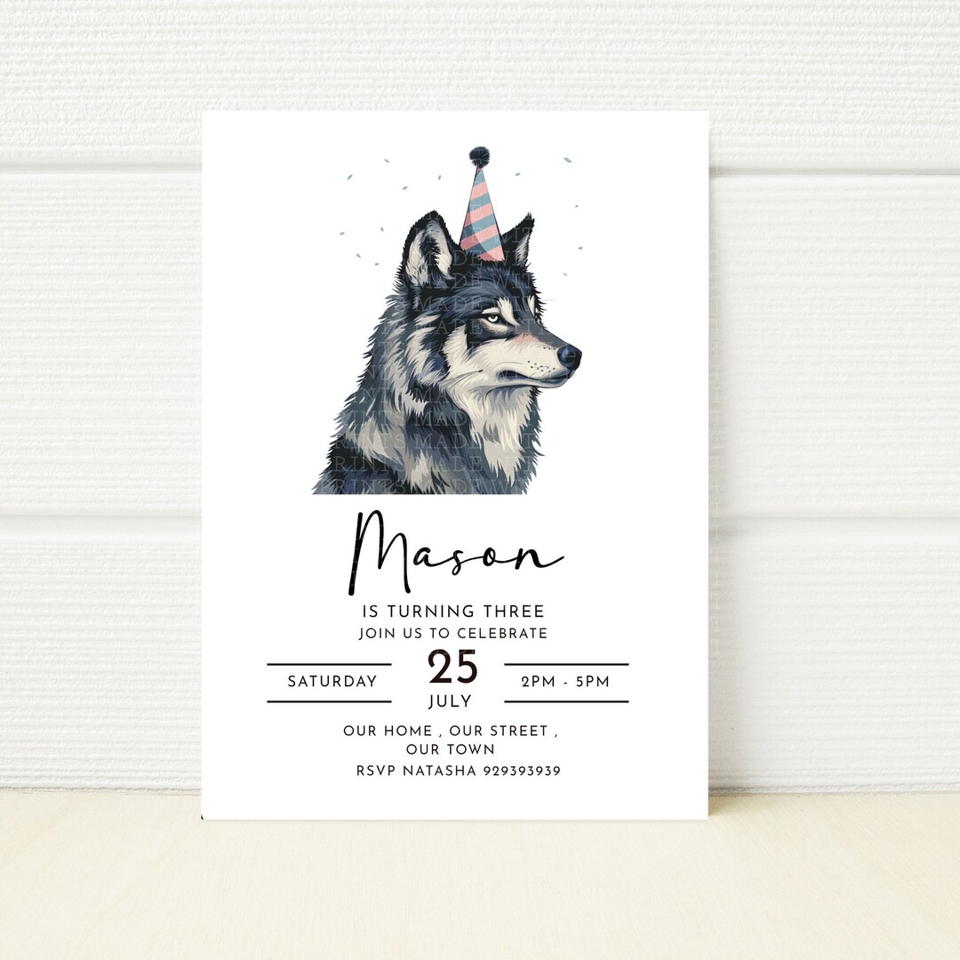 Wolf Birthday Party Template Wild Party Editable Template Phone Digital ...
