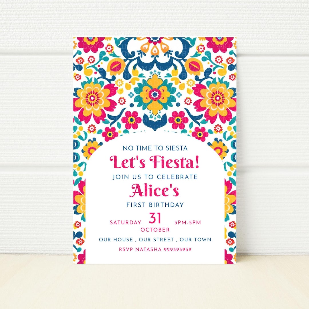 Digital Fiesta Birthday Party Invitation Template Printable Mexican ...