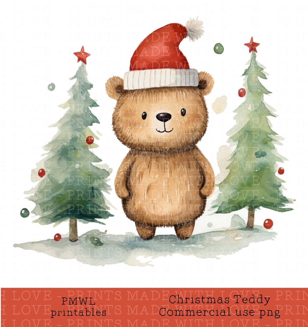 Christmas Teddy Clipart Image , Festive Teddy , Commercial Use , Card ...