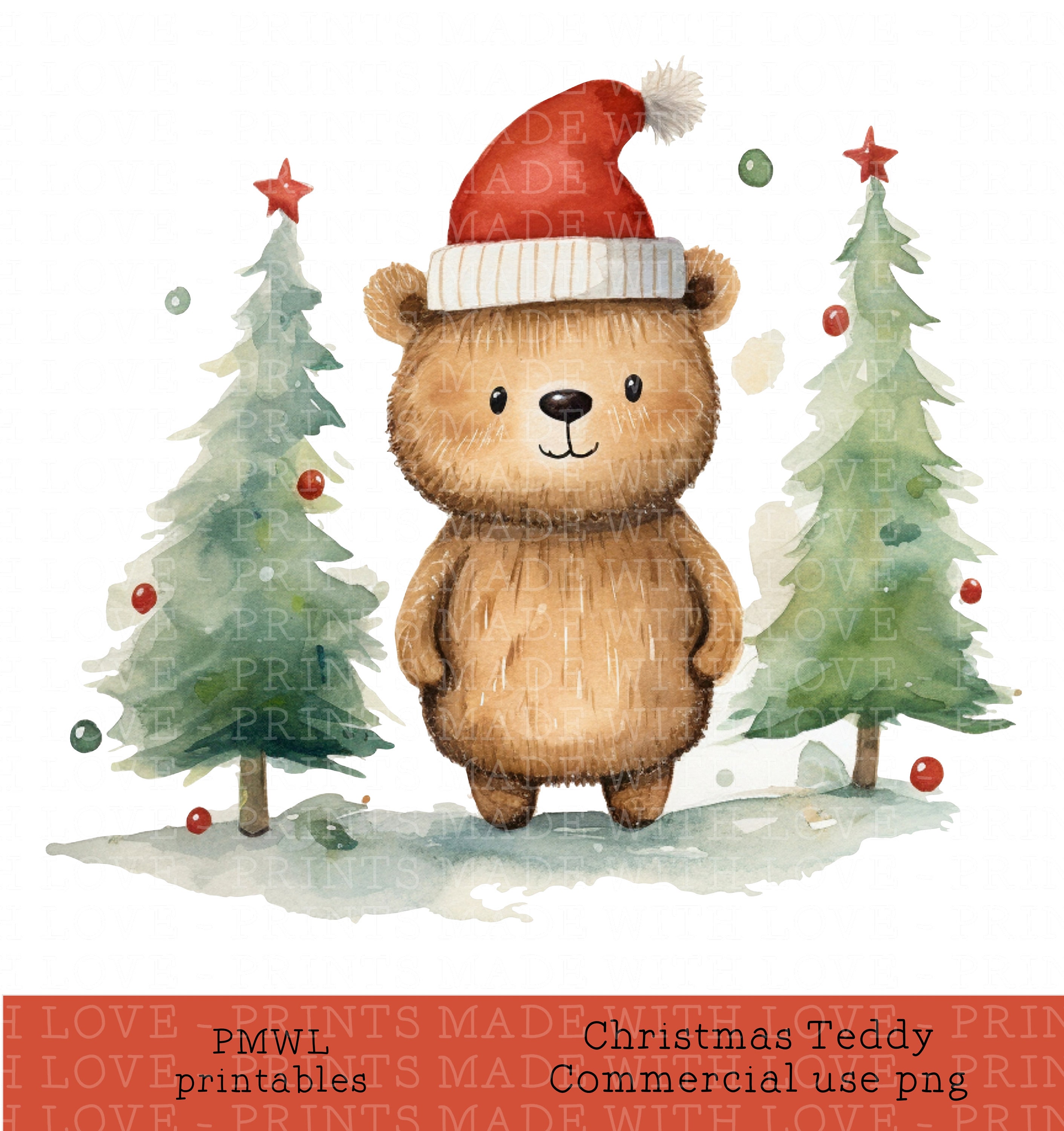 Christmas Teddy Clipart Image , Festive Teddy , Commercial Use , Card ...