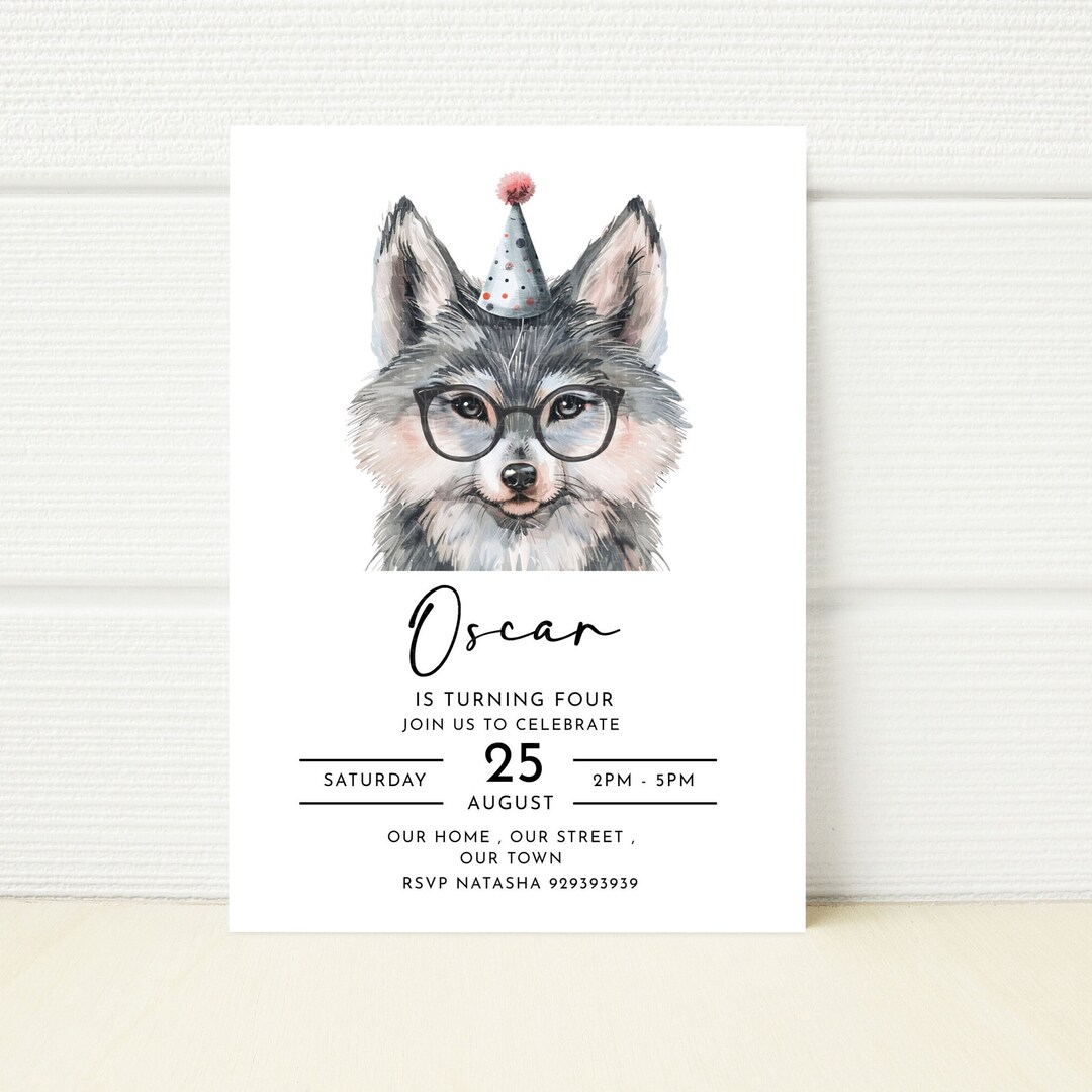 Wolf Birthday Party Invitation Wild Party Invite Boys Girls Digital ...