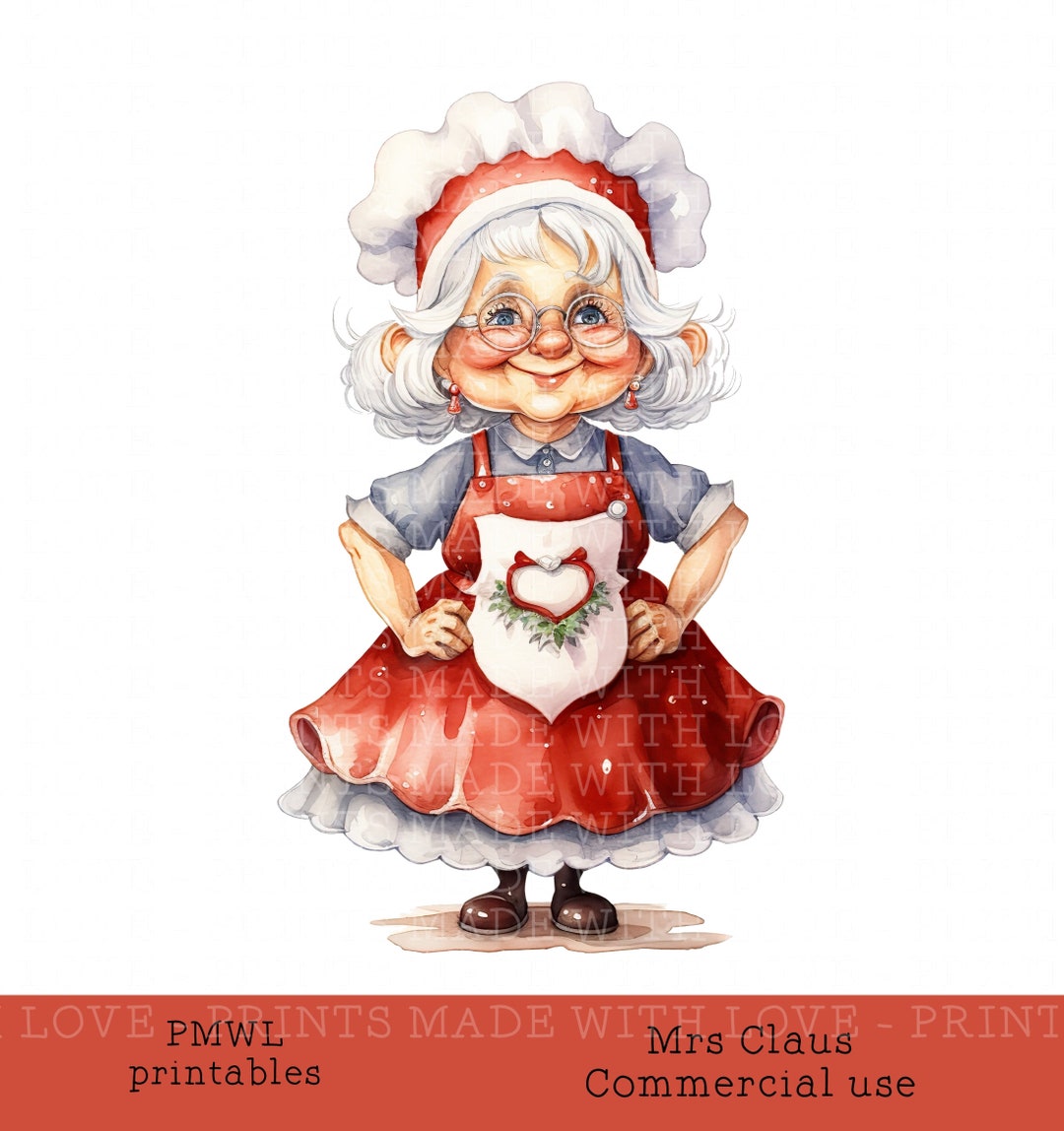 Mrs Claus Clipart Digital File Small Commercial Use Christmas Clipart ...