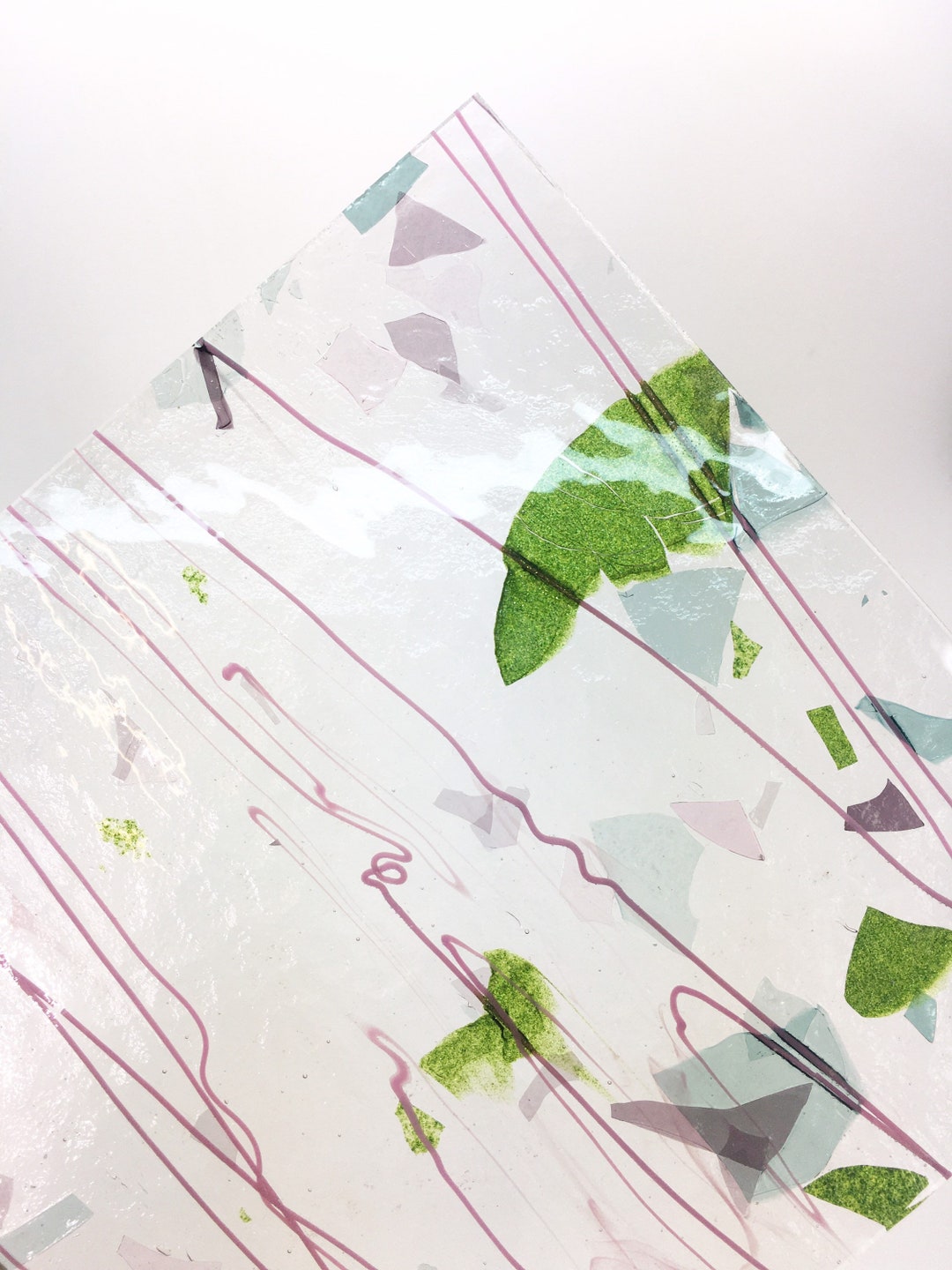 Pink Purple Blue Green Fracture Streamer Curious Fused Glass - Etsy