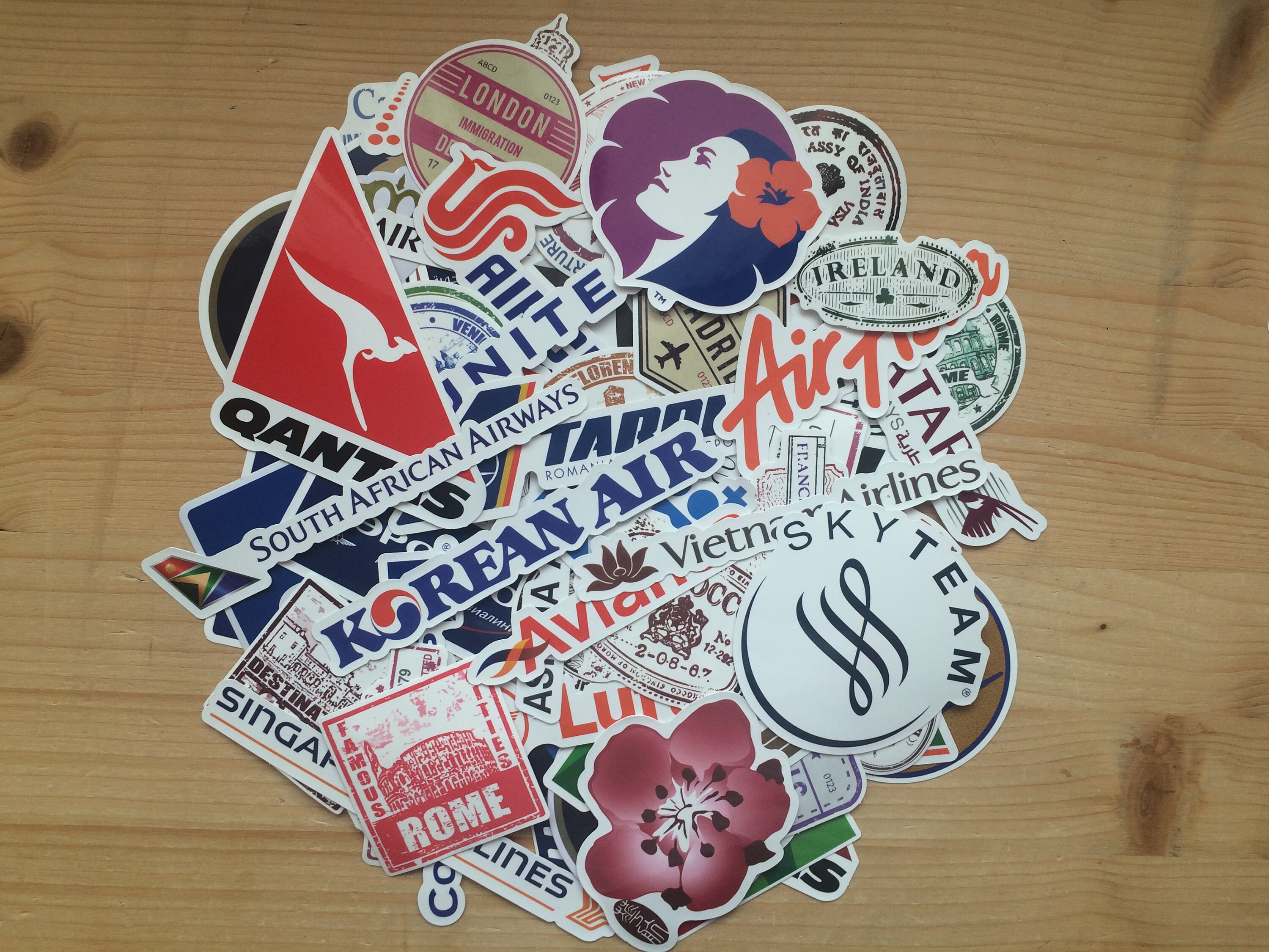 Set of Stickers Airlines Logo Plane Travel Stamps Passport - Etsy UK