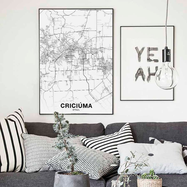 CRICIUMA Brazil Map Poster Hometown City Print Modern Home Decor Office ...