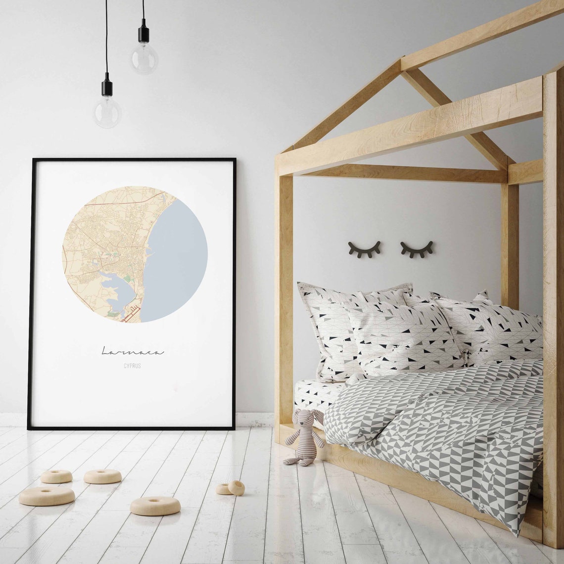 LARNACA Cyprus Map Poster Wall Decor Design Modern Minimal Nordic ...