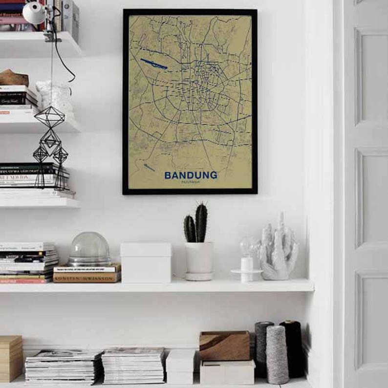 BANDUNG Indonesia Map Poster Color Hometown City Print Modern | Etsy