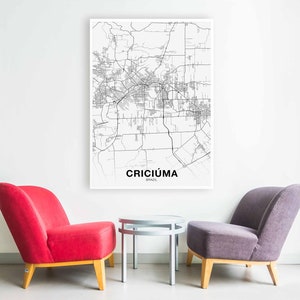 CRICIUMA Brazil Map Poster Hometown City Print Modern Home | Etsy