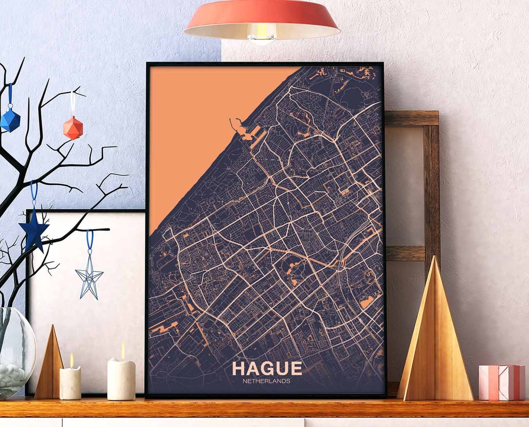 HAGUE Netherlands Holland Map Poster Color Hometown City Print Modern ...