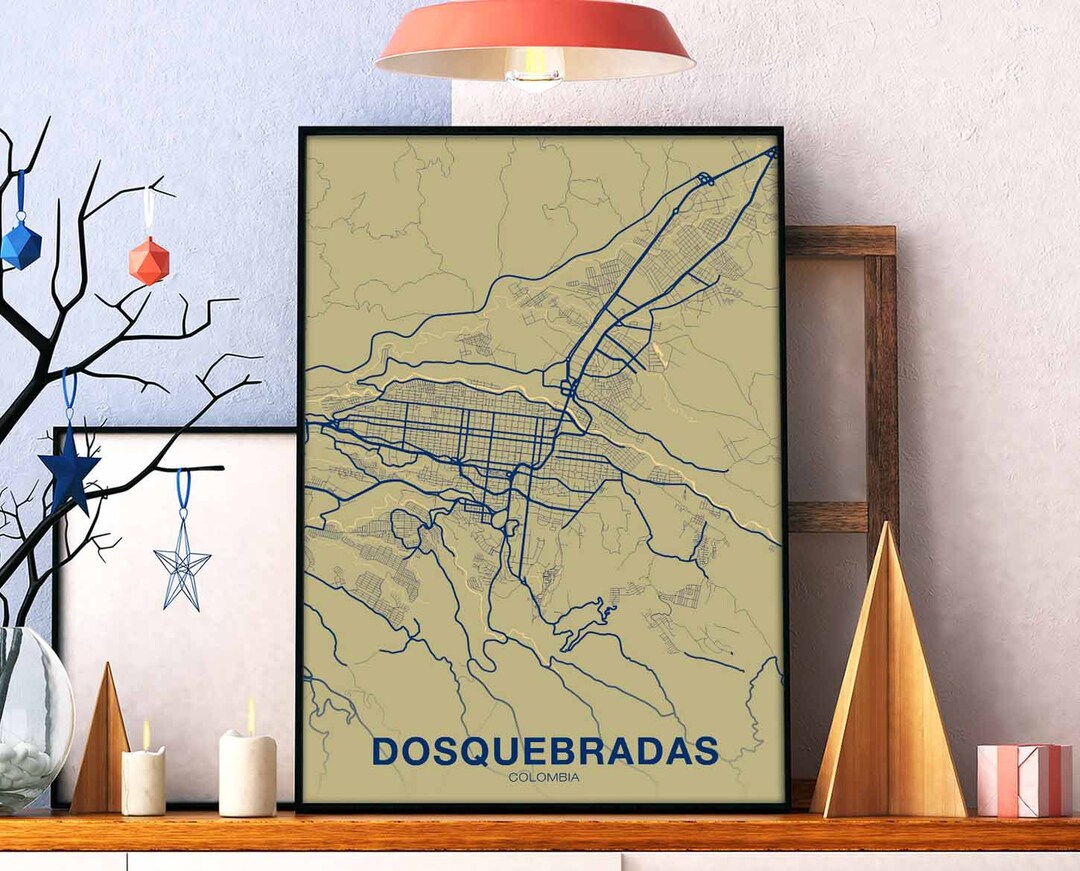 DOSQUEBRADAS Colombia Map Poster Color Hometown City Print Modern Home ...