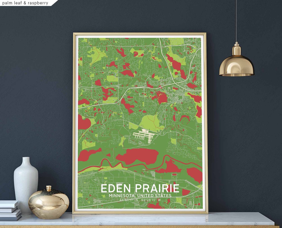 EDEN PRAIRIE Minnesota USA Map Poster Black White Hometown | Etsy