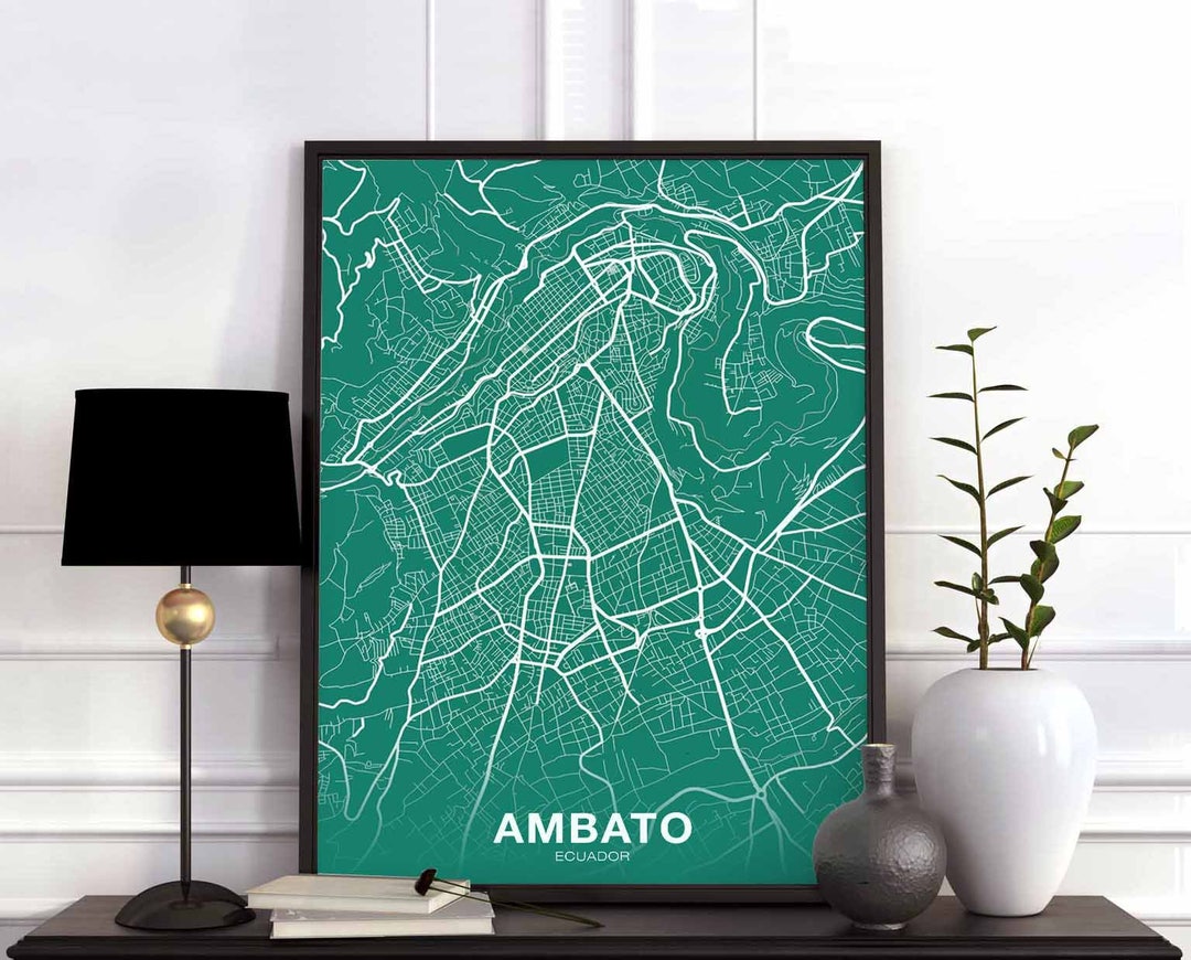 Póster con mapa de AMBATO Ecuador, ciudad natal, impresión a color ...