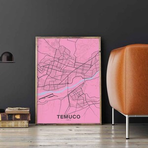TEMUCO Chile Map Poster Color Hometown City Print Modern Home Decor ...