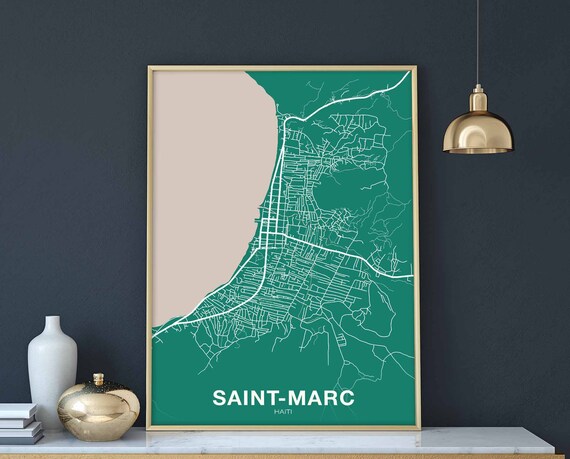 SAINT-MARC Haiti Map Poster Color Hometown City Print Modern | Etsy
