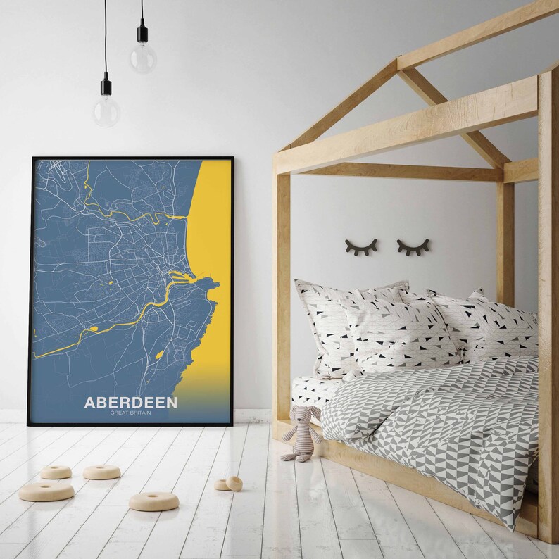 ABERDEEN Great Britain Poster Color Hometown City Print Modern - Etsy