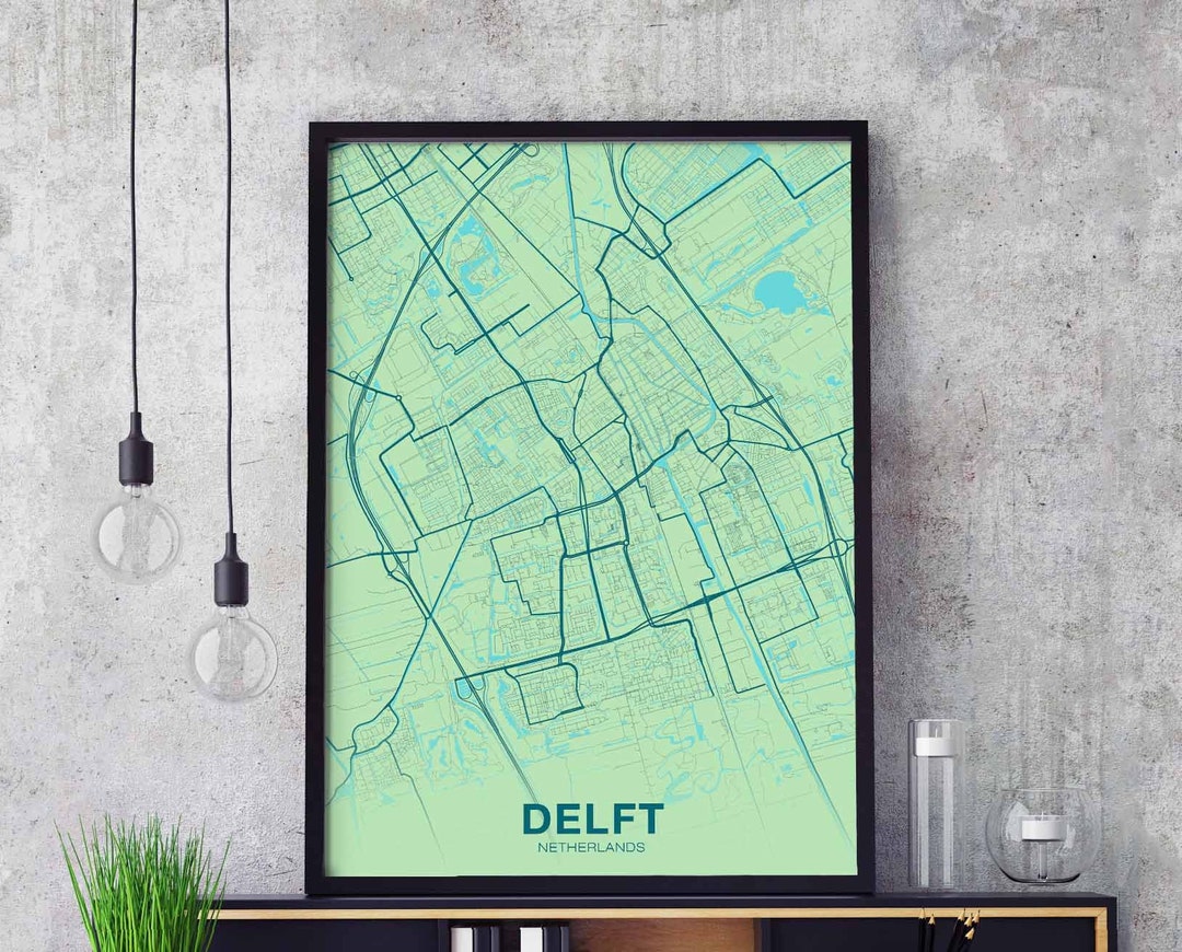 DELFT Netherlands Poster Color Hometown City Print Modern Home Decor ...