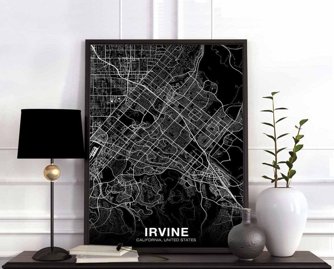 IRVINE California CA USA Map Poster Black White Hometown City Print ...