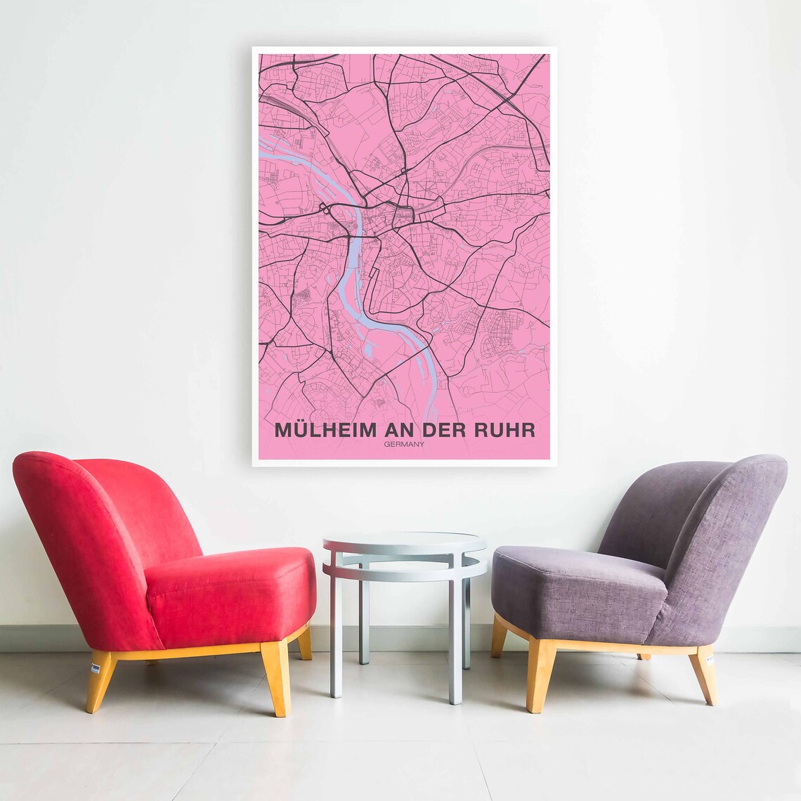 MULHEIM an der RUHR Germany map poster color Hometown City | Etsy