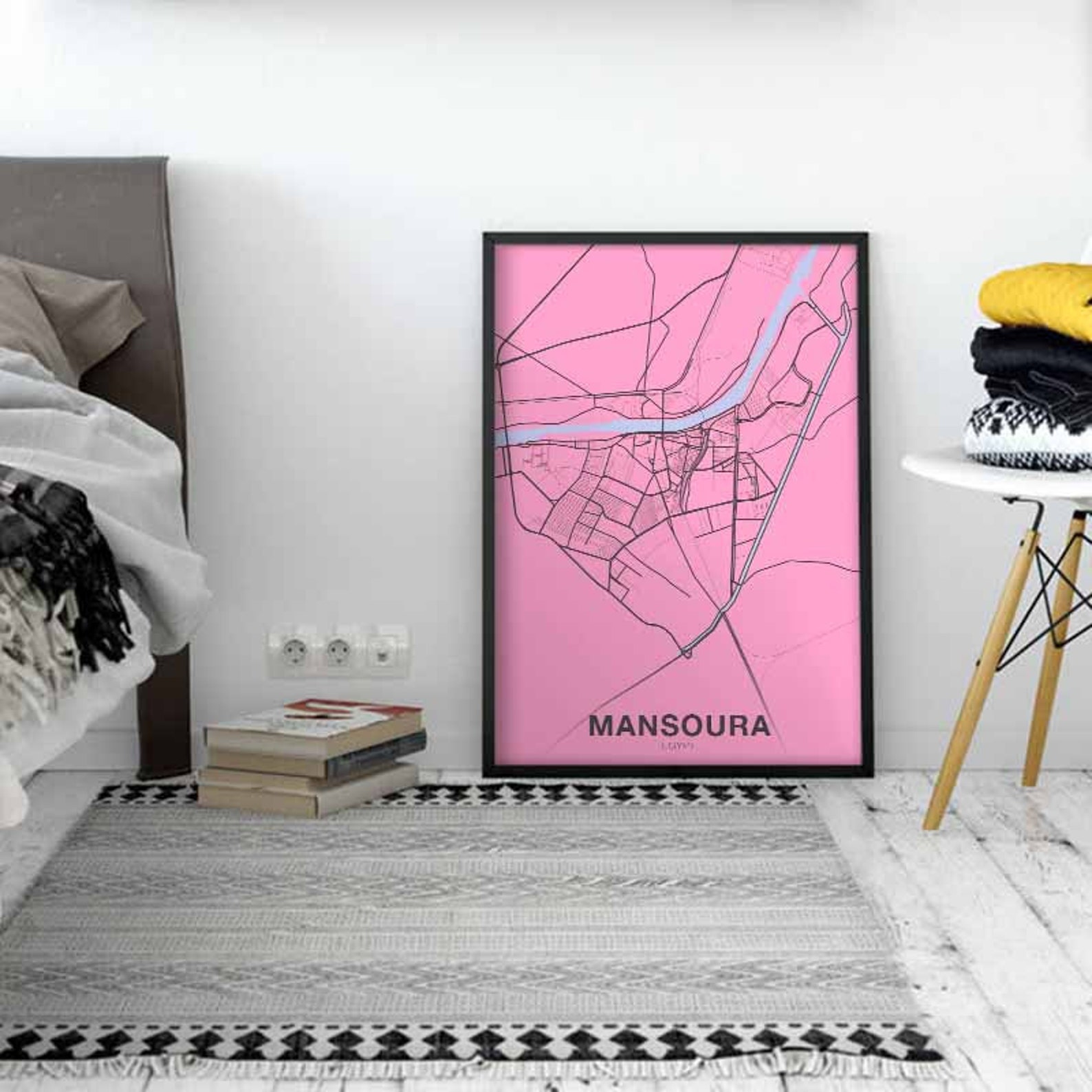 MANSOURA Egypt Map Poster Color Hometown City Print Modern - Etsy