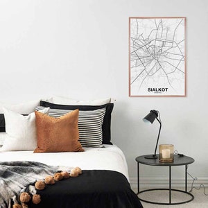 SIALKOT Pakistan Map Poster Hometown City Print Modern Home Decor ...