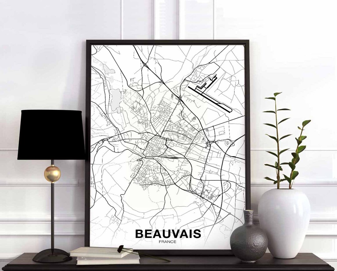BEAUVAIS France Map Poster Hometown City Print Modern Home Decor Office ...
