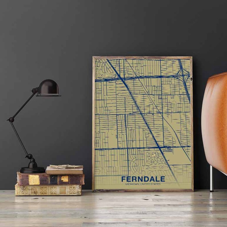 FERNDALE Michigan MI USA Map Poster Color Hometown City Print - Etsy
