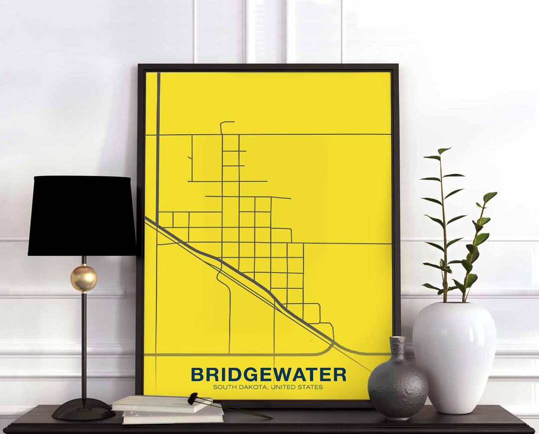 BRIDGEWATER South Dakota SD Usa Map Poster Color Hometown City Print ...