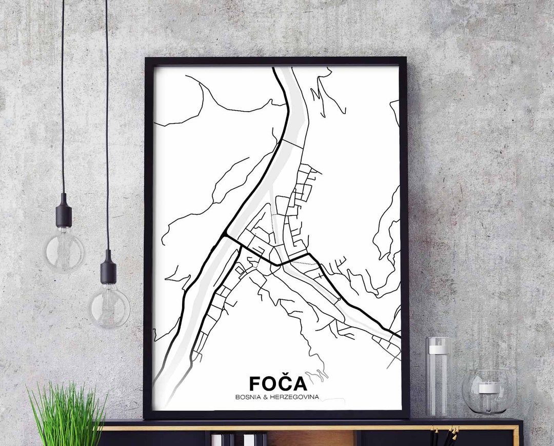 FOCA Bosnia Map Poster Hometown City Print Modern Home Decor Office ...
