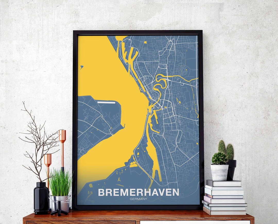 BREMERHAVEN Germany Map Poster Color Hometown City Print Modern Home ...