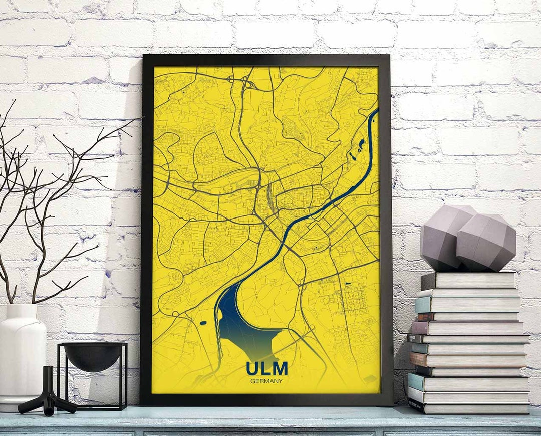 ULM Map Landkarte Deutschland Map Poster Farbe Hometown City Druck ...