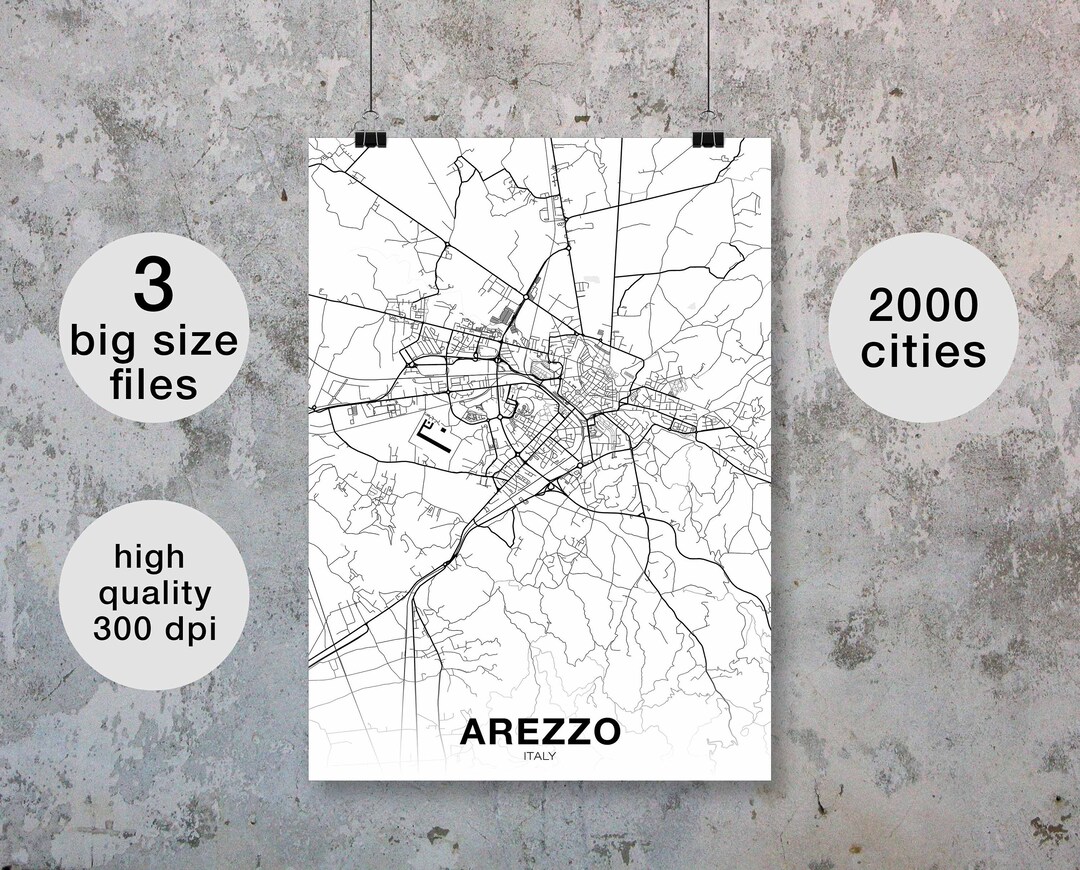 AREZZO Italy Map Poster Hometown City Print Modern Home Decor Office ...