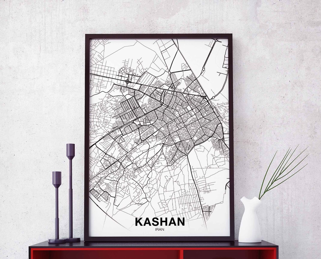 KASHAN Iran Map Poster Hometown City Print Modern Home Decor Office ...