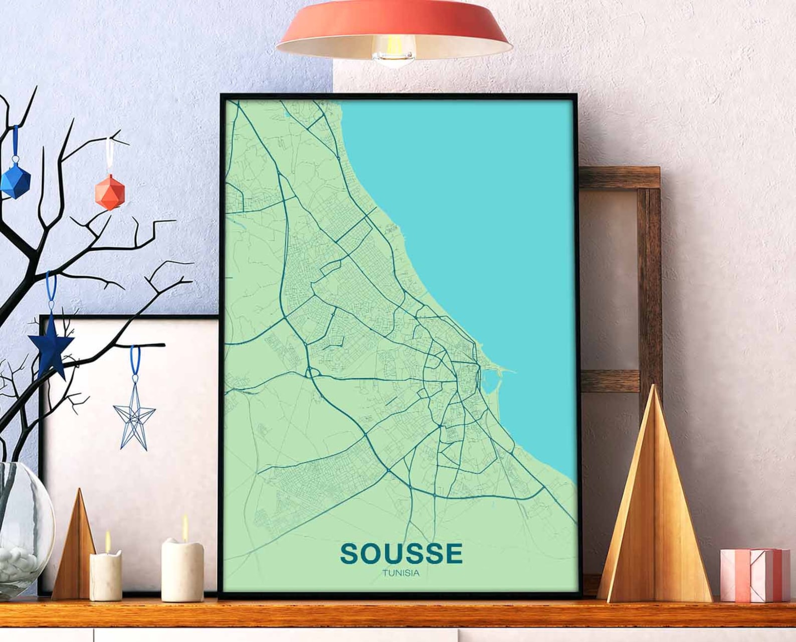 SOUSSE Tunisia Map Poster Color Hometown City Print Modern - Etsy