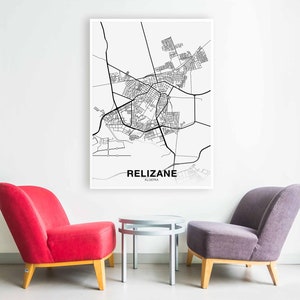 RELIZANE Algeria Map Poster Hometown City Print Modern Home Decor ...