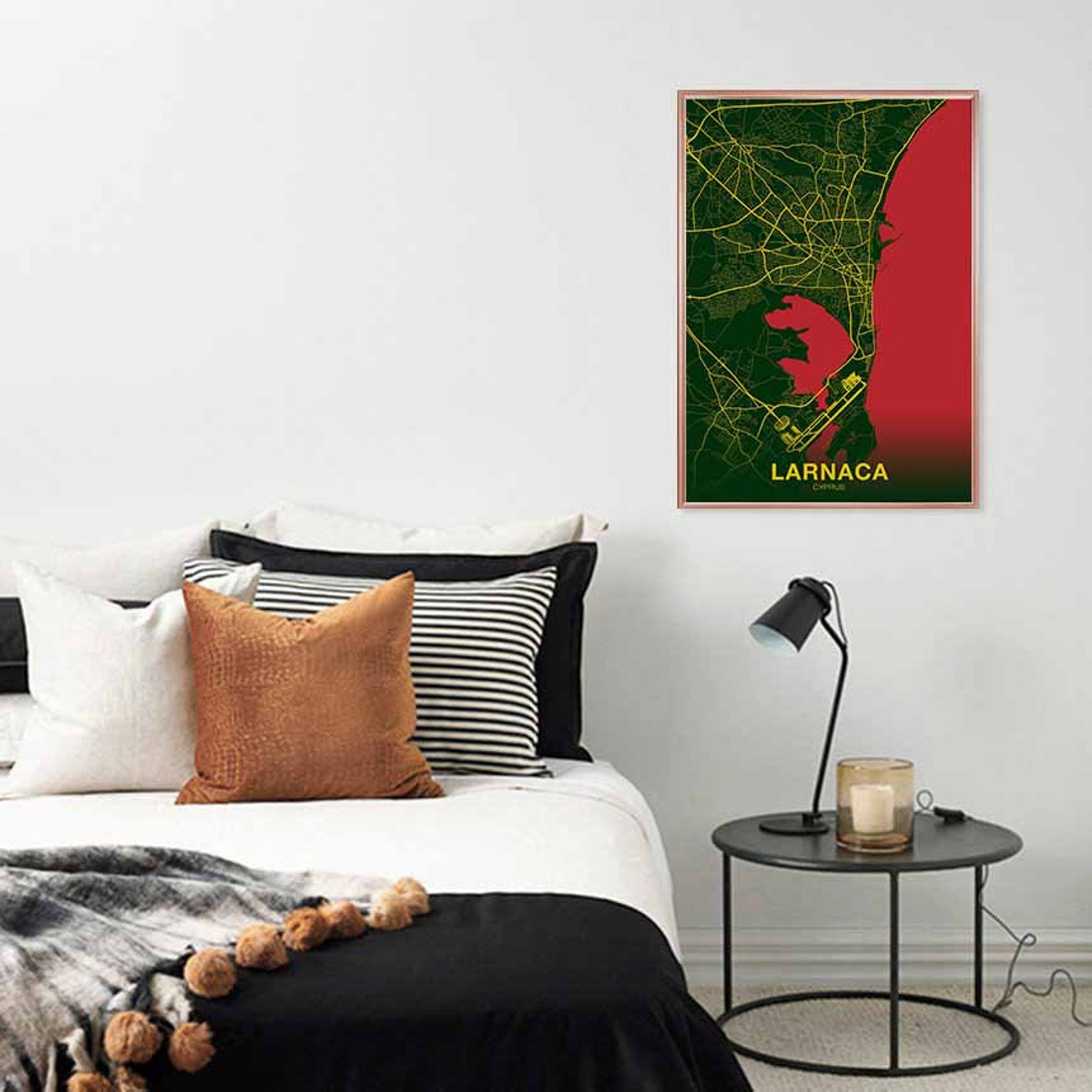LARNACA Cyprus Map Poster Color Hometown City Print Modern Home Decor ...