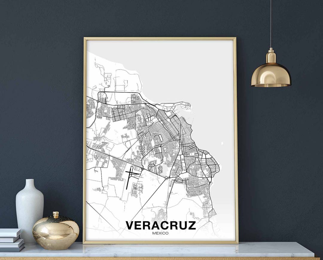 VERACRUZ Mexico Map Poster Hometown City Print Modern Home Decor Office ...