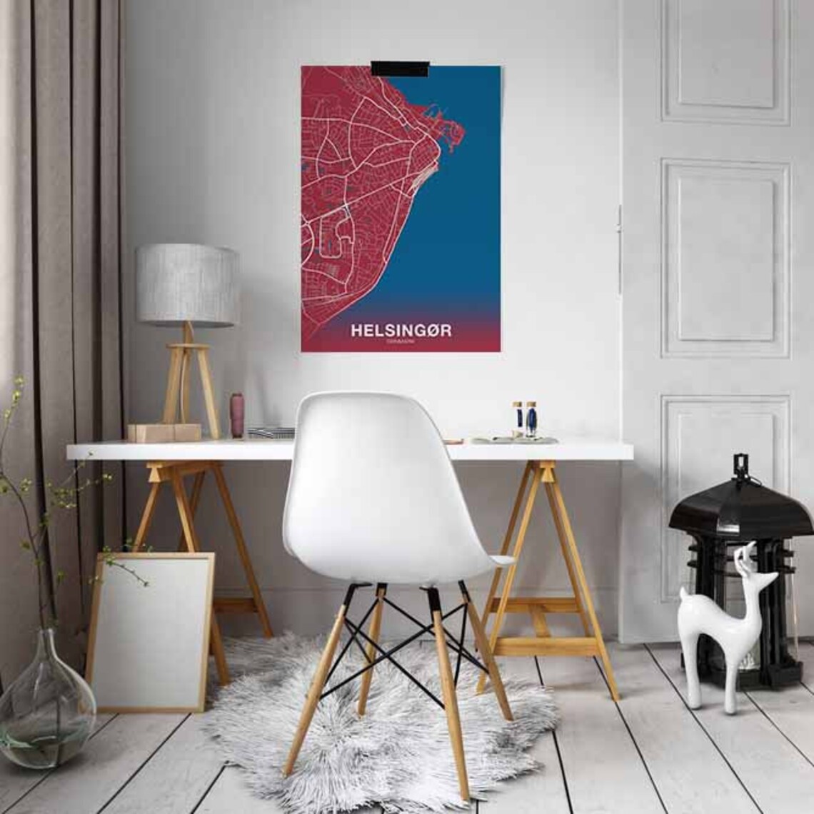HELSINGOR Denmark Map Poster Color Hometown City Print Modern - Etsy