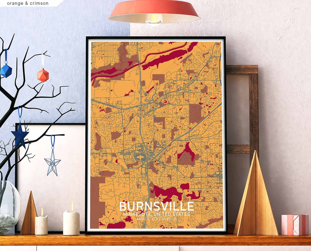 BURNSVILLE Minnesota USA Map Poster Black White Hometown City Print ...
