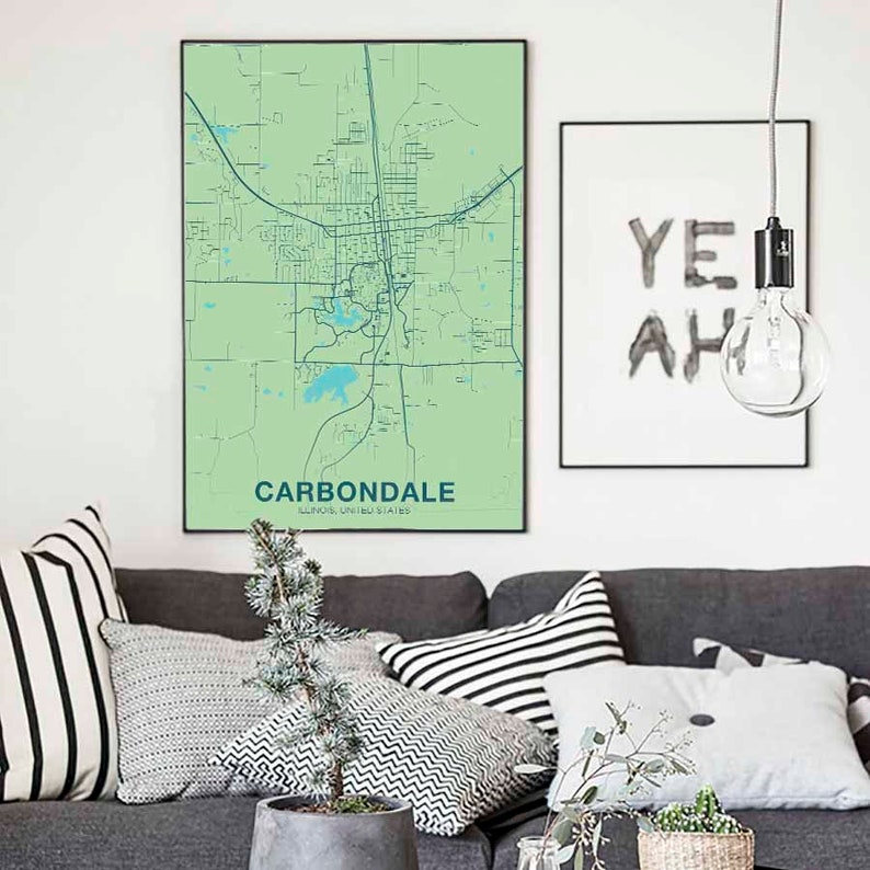 CARBONDALE Illinois USA Map Poster Color Hometown City Print - Etsy