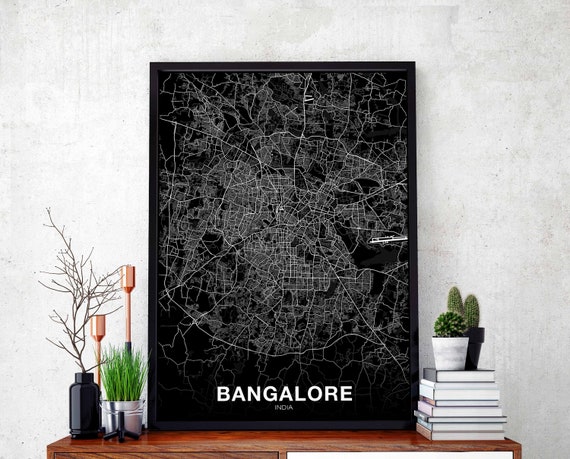 BANGALORE India Map Poster Hometown City Print Modern Home | Etsy