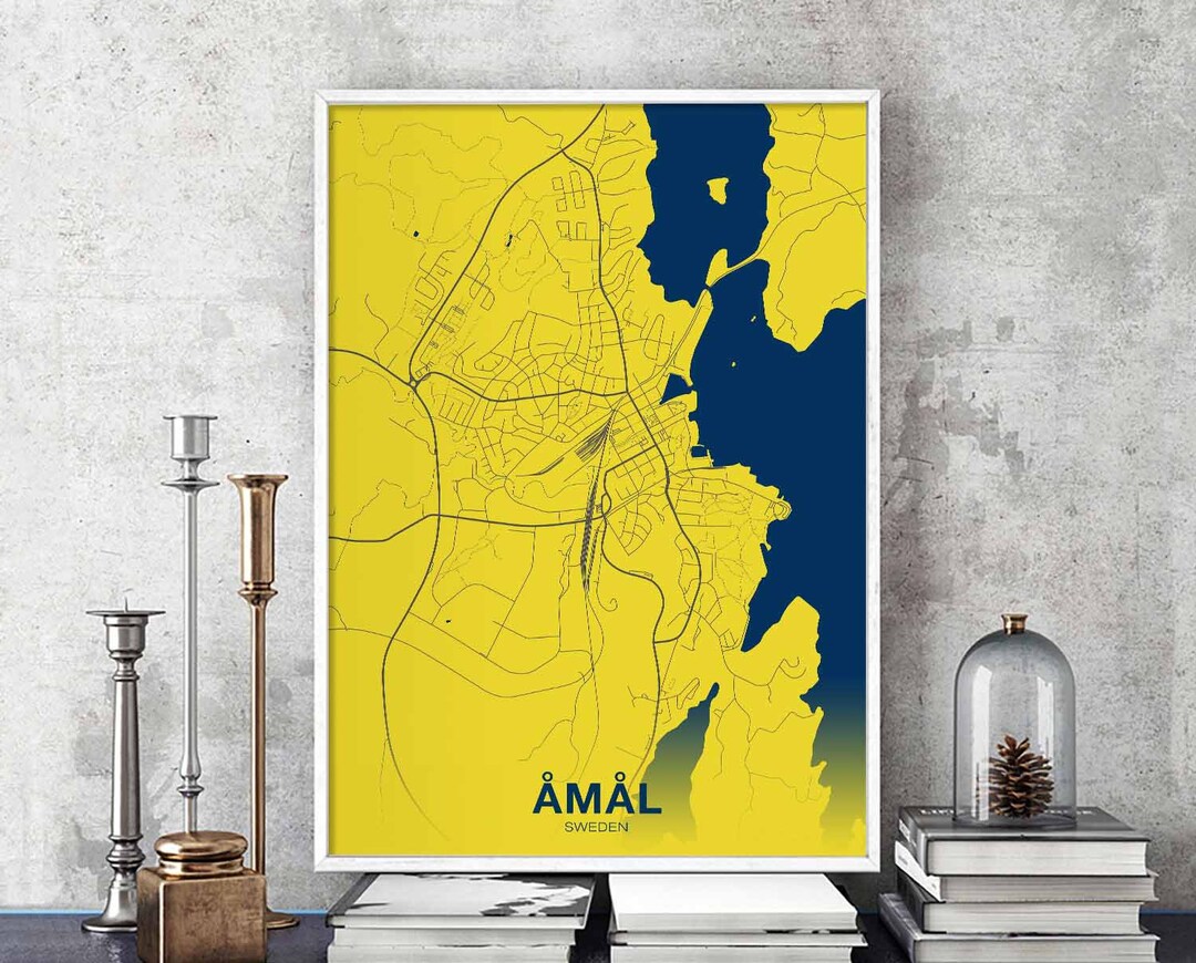 AMAL Sweden Map Poster Color Hometown City Print Modern Home Decor ...